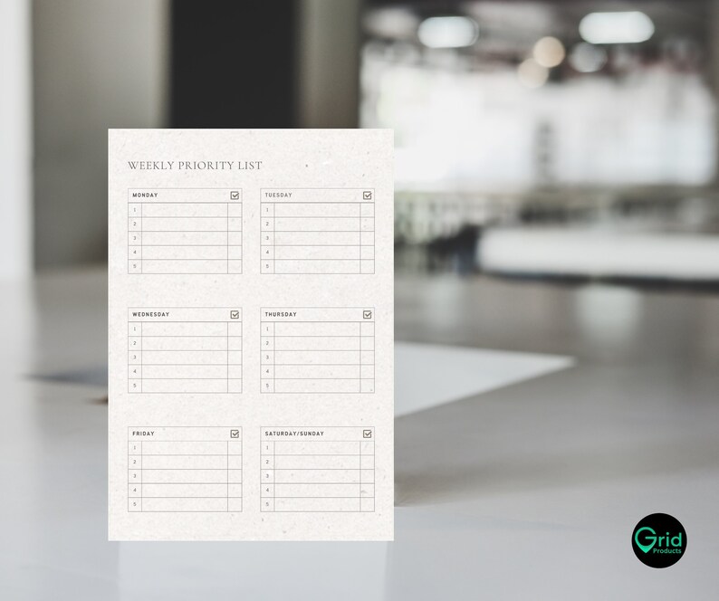 Undated Minimalist Weekly/daily Priority List Tracker Printable Planner ...