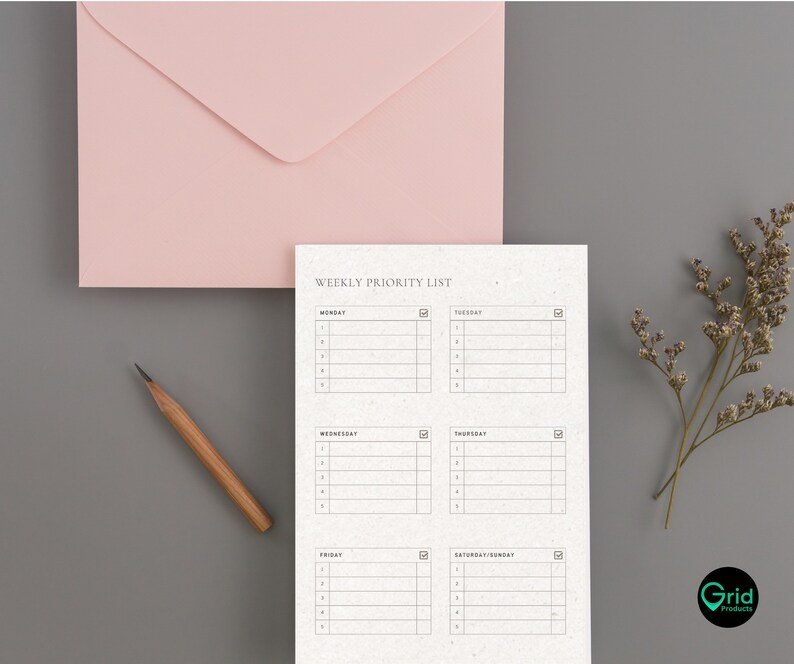 Undated Minimalist Weekly/daily Priority List Tracker - Etsy