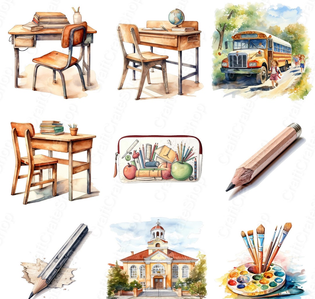 Back to School Clipart - Set of 36, School Clip Art, Pencil Crayon ...