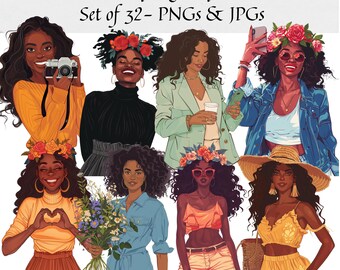 Black Women Easter Clipart PNG, Spring Women Clipart, African American ...