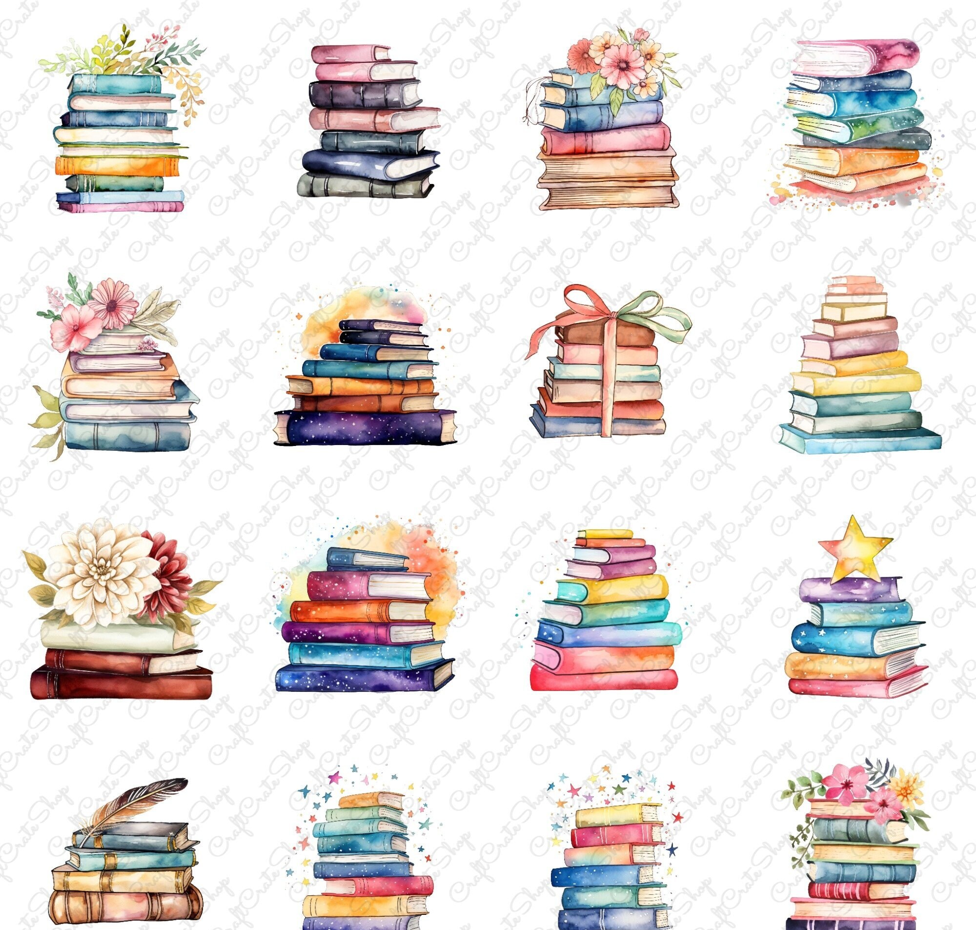 Watercolor Books Clipart - Set of 40 | Book Clipart | Reading ...
