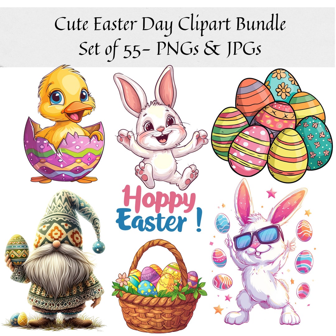 Easter Day Clipart- Set of 55, Boho Easter Clipart, Easter Day PNG ...