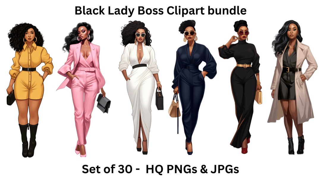 Black Women Lady Boss Doll Clipart Set of 30 Office Girl - Etsy