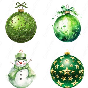 Green Christmas Balls Clipart Bundle Festive Green Christmas PNG ...