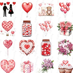 Watercolor Valentine Day Clipart Set of 75, Boho Valentines Clipart ...