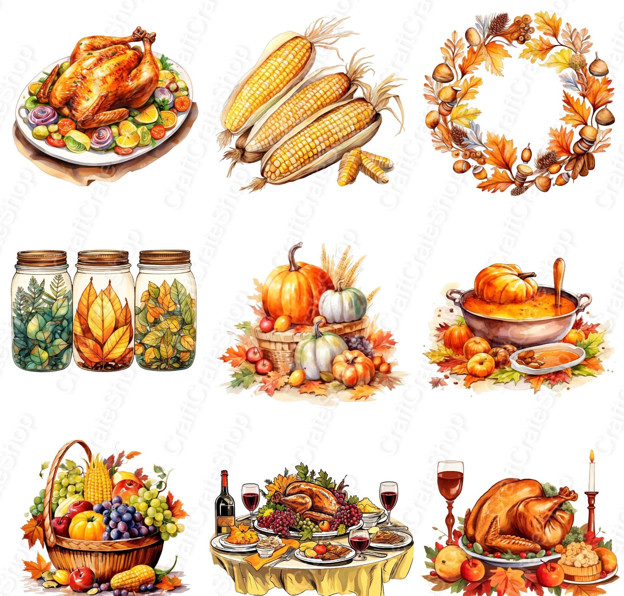 Thanksgiving Clipart Set of 50 Fall Png Clipart Fall Vibes - Etsy