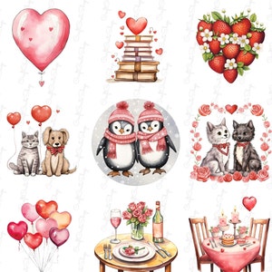 Watercolor Valentine Day Clipart Set of 75, Boho Valentines Clipart ...