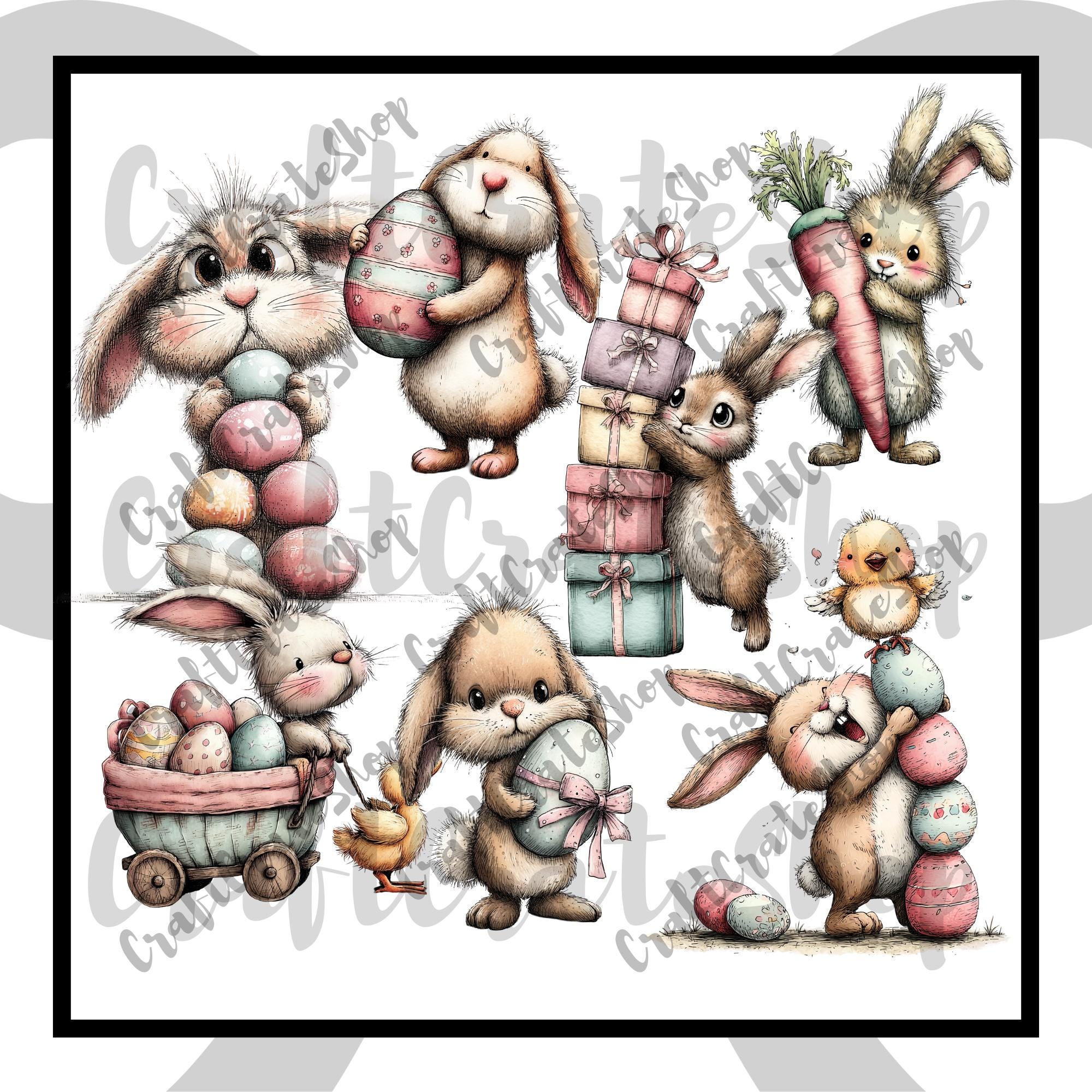Whimsical Bunny Easter Clipart: 40 Festive PNG Graphics - Instant ...