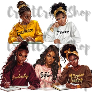 Black Woman Motivational Clipart - Set of 20, Motivational Boss Babe ...