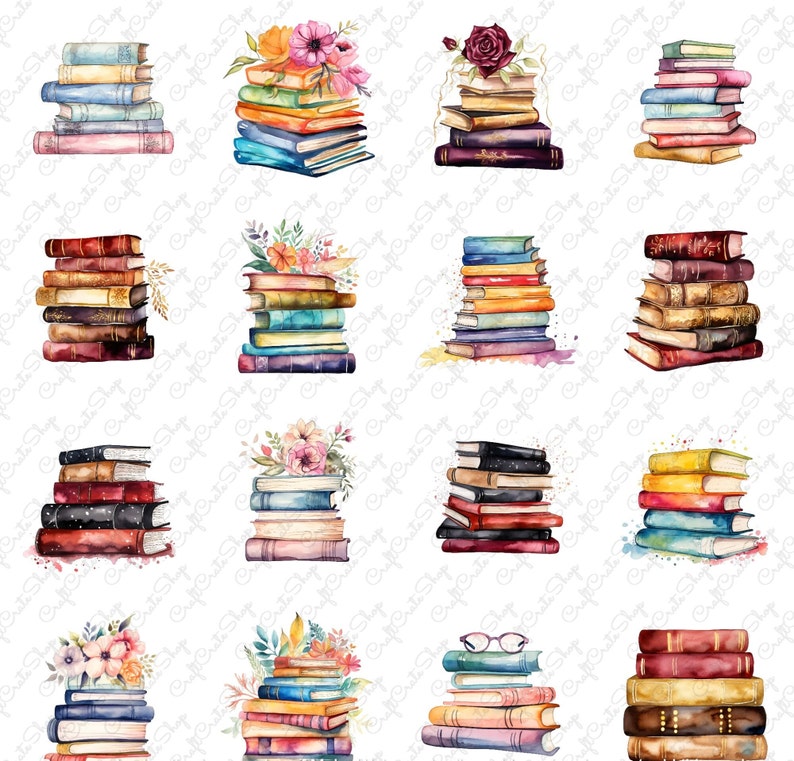 Watercolor Books Clipart - Set of 40 | Book Clipart | Reading ...
