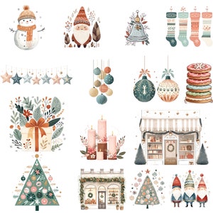 Scandinavian Christmas Clipart Bundle - Set of 80, Nordic Clipart, Folk ...