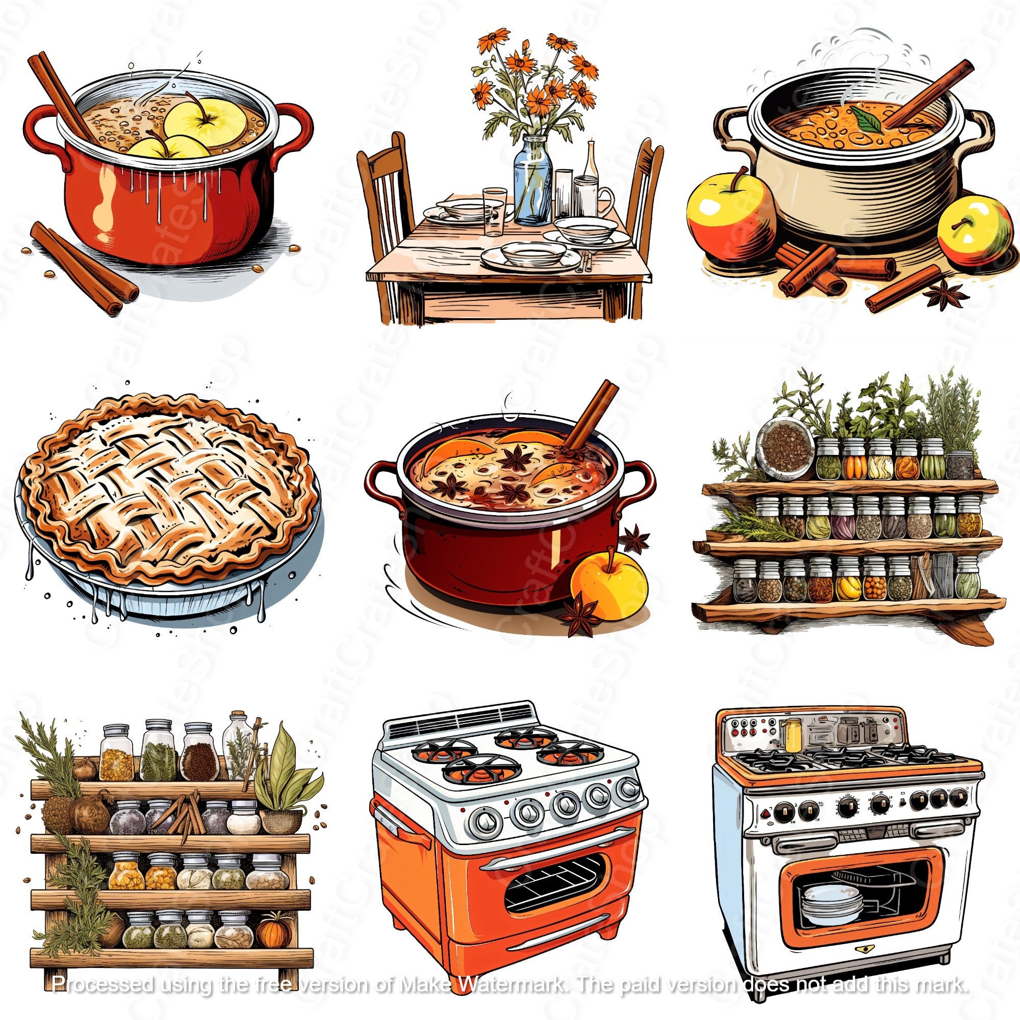 Set of 54 Country Kitchen Clipart Rustic Cooking Clipart - Etsy