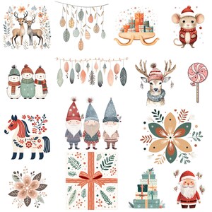Scandinavian Christmas Clipart Bundle - Set of 80, Nordic Clipart, Folk ...