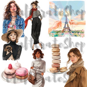 Watercolor Paris Clipart - Set of 48, Bonjour Paris PNG, Eiffel Tower ...