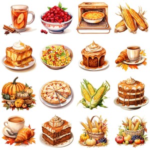 Watercolor Thanksgiving Clipart - Set of 75, Thanksgiving Table ...