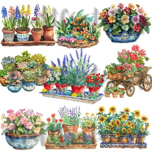 Watercolor Spring Gardens Clipart - Set of 40, Spring Garden ...