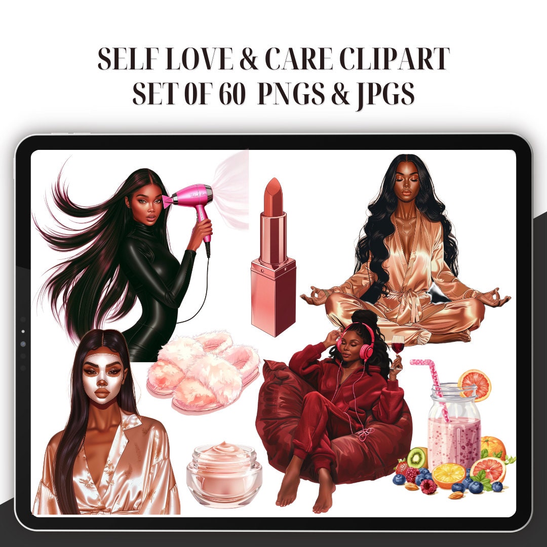 Self Love Clipart - Set of 60, Self Care Clipart, Daily Routine Png ...