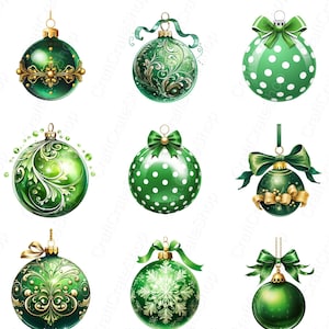 Green Christmas Balls Clipart Bundle Festive Green Christmas PNG ...