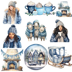 Watercolor Winter Clipart - Set of 52 | Snowman, Winter Forest, Winter ...