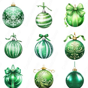Green Christmas Balls Clipart Bundle Festive Green Christmas PNG ...