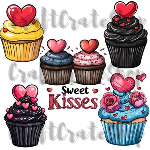Valentines Cupcake Clipart Set of 30, Valentines Day Png, Boho Cupcake ...
