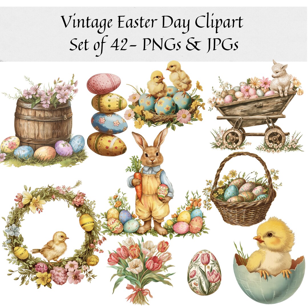 Mega Easter Day Clipart- Set of 205, Boho Easter Clipart, Easter Day ...