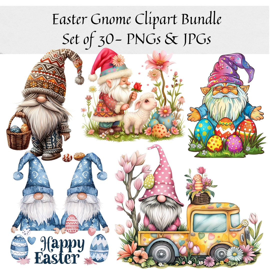 Easter Gnomes Clipart - Set of 30, Easter Day PNG, Boho Easter Gnomes ...