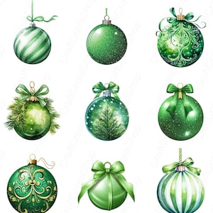 Green Christmas Balls Clipart Bundle Festive Green Christmas PNG ...