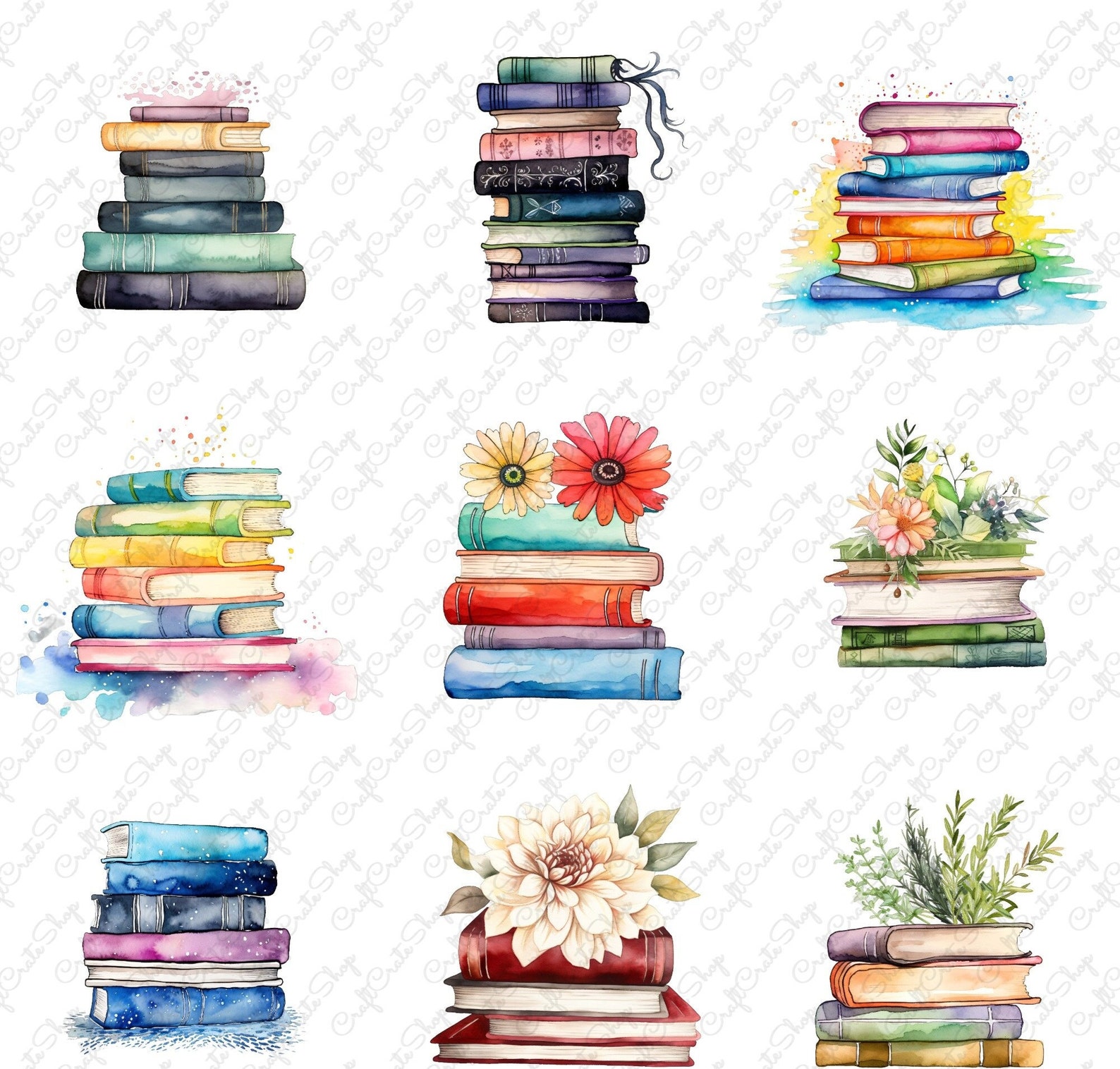 Watercolor Books Clipart - Set of 40 | Book Clipart | Reading ...