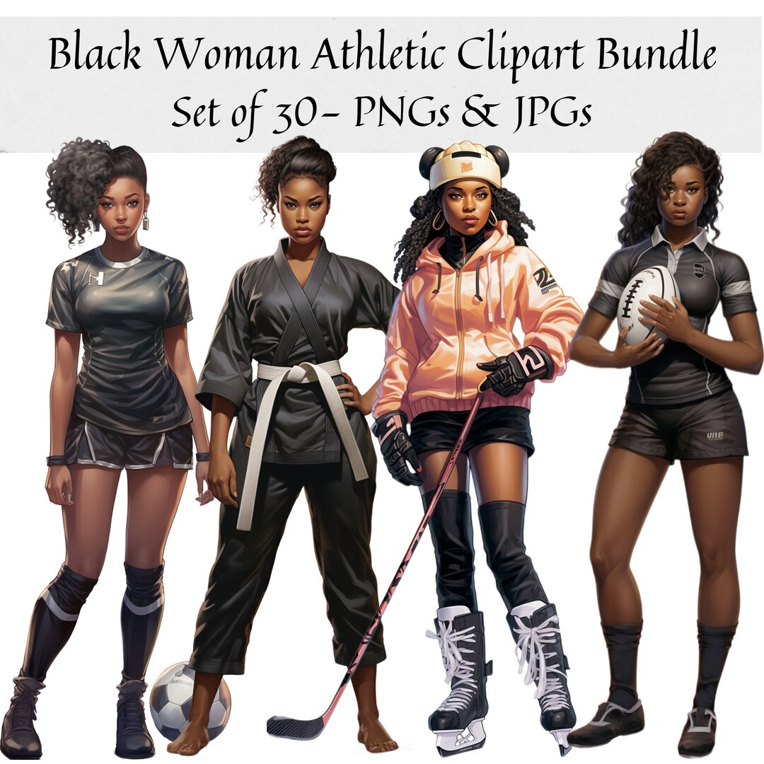 Black Woman Athletic Clipart - Set of 30, Black Girl Magic, Black Women ...