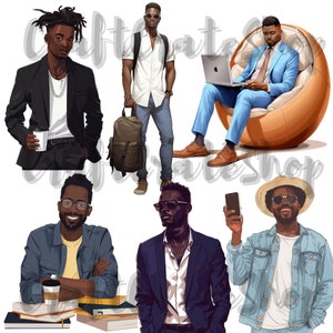Black Men Clipart - Set of 30, African American Men Clipart, Black Man ...