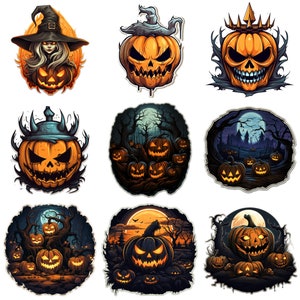 Halloween Evil Pumpkin Clipart Set of 34, Halloween Png, Jack O Lantern ...