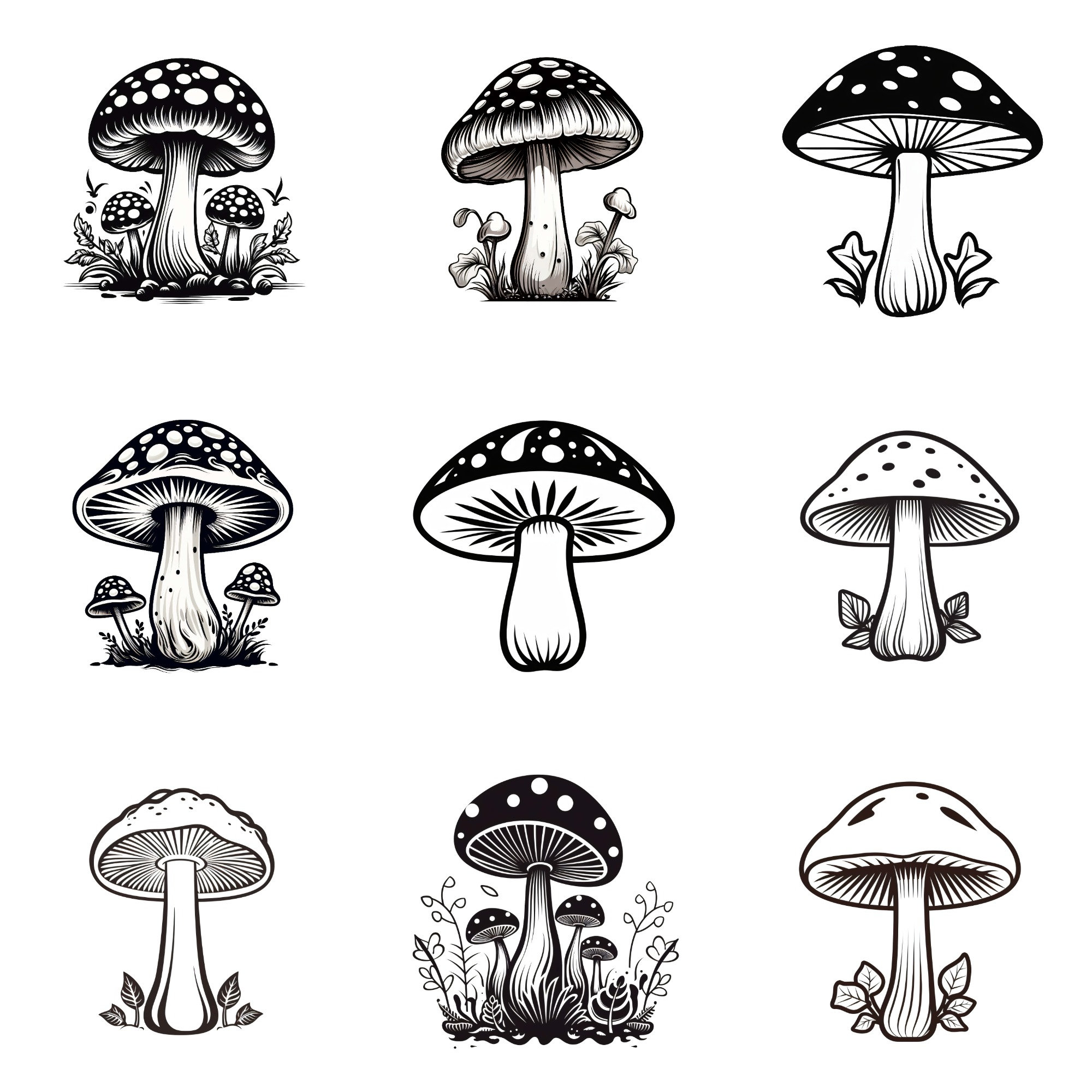 Mushroom Clipart Set of 55 Mushroom Svg, Mushroom Svg Bundle, Mushroom ...