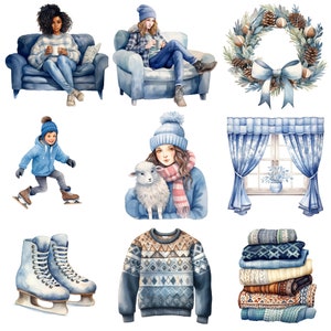 Watercolor Winter Clipart - Set of 52 | Snowman, Winter Forest, Winter ...