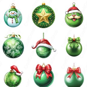Green Christmas Balls Clipart Bundle Festive Green Christmas PNG ...