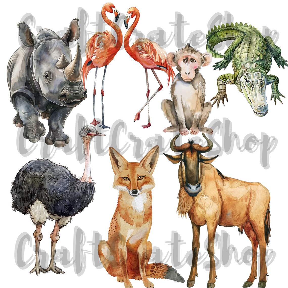 Watercolor Safari Animals Clipart - Set of 42, Animal Clipart, Safari ...