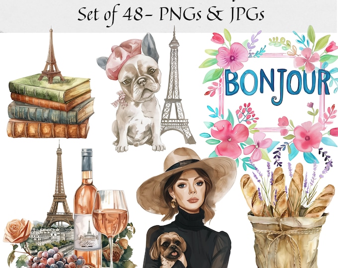 Paris clipart- PARISIAN GIRLS - Clip art and digital paper set ...