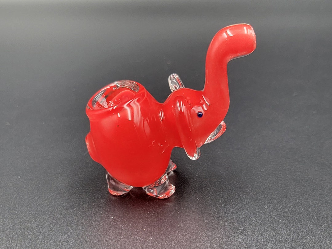 Red Glass Elephant Pipe Cute Elephant Pipe - Etsy