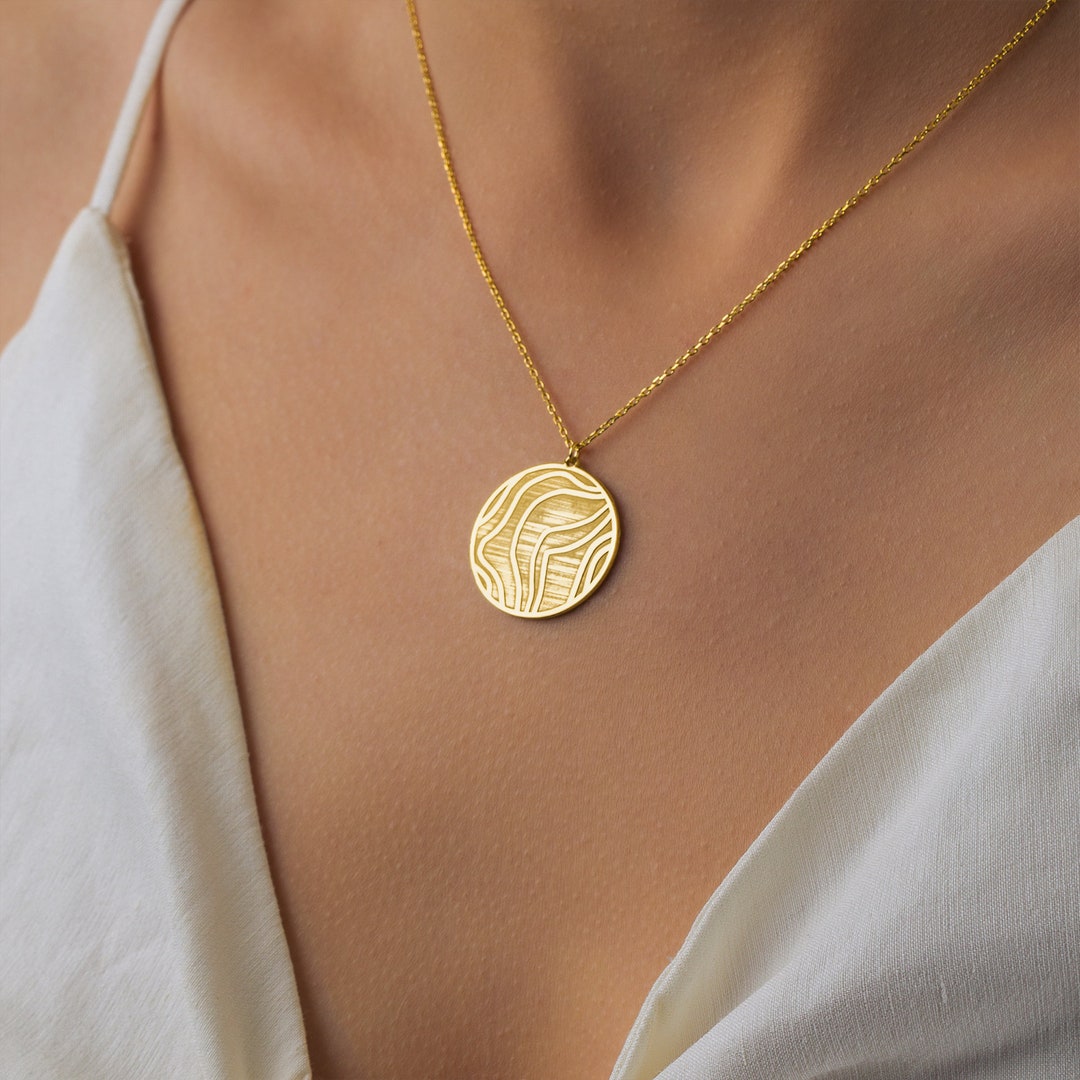 Isohypse Necklace Silver Contour Necklace 18k Gold Filled Necklace ...