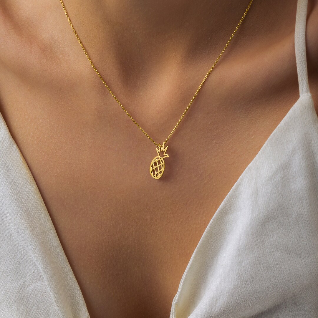 Pineapple Necklace - Silver Pineapple Necklace - 18k Gold Filled Fruit ...