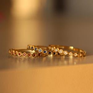 Losange Birthstone Ring • Round Trendy Stackable Ring • Anniversary ...