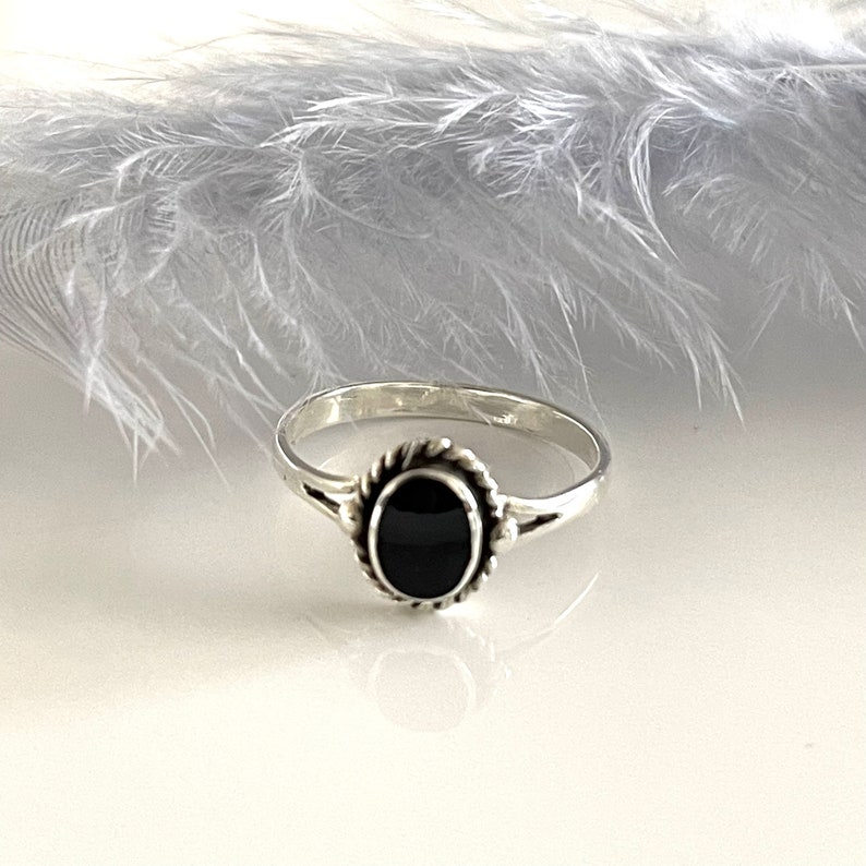 Bague en onyx ovale noir Bague en argent 925 Petite bague en argent ...