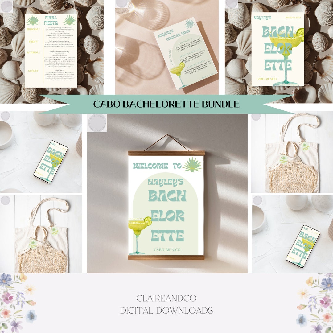 CABO Bachelorette Party Bundle Featuring an Invite, Itinerary, Welcome ...