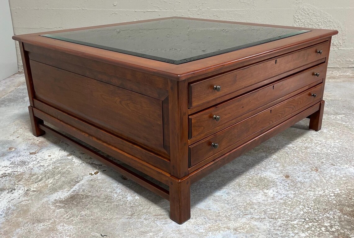 Bob Timberlake Lexington Solid Cherry Square Glass Top Coffee Table - Etsy