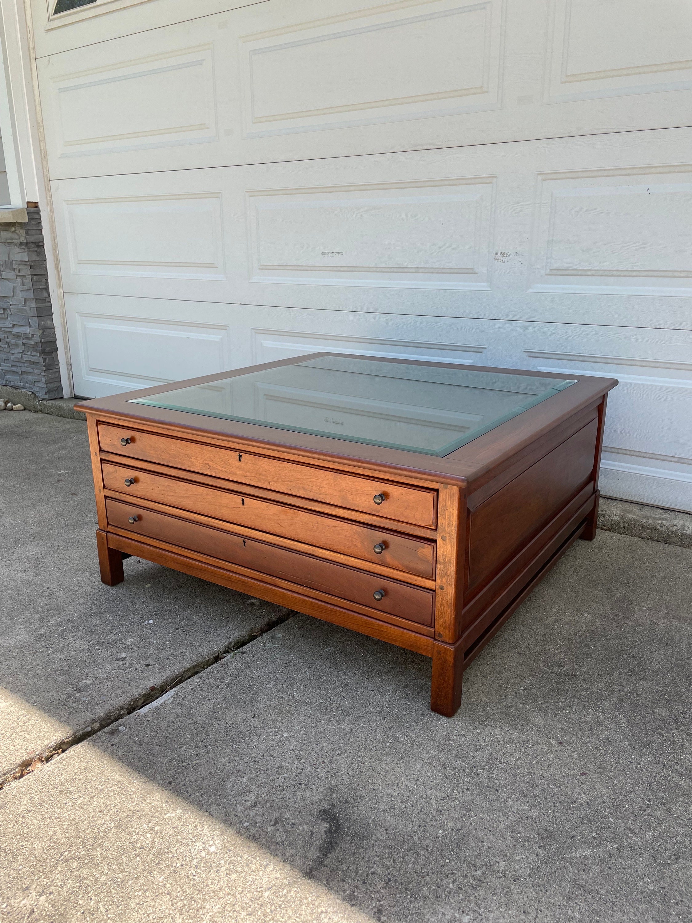 Bob Timberlake Lexington Solid Cherry Square Glass Top Coffee Table - Etsy