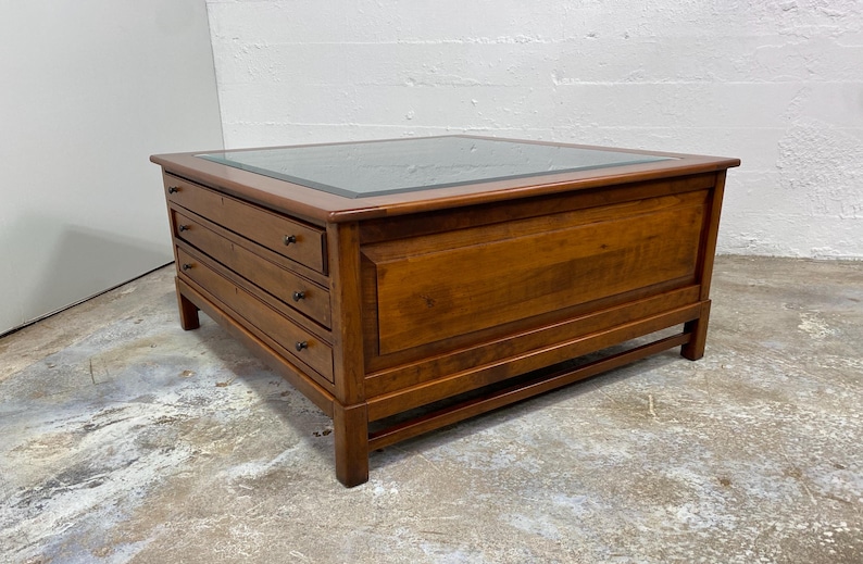 Bob Timberlake Lexington Solid Cherry Square Glass Top Coffee Table - Etsy