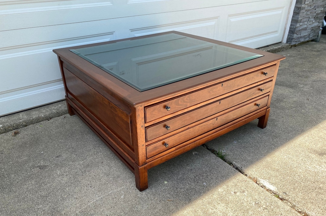 Bob Timberlake Lexington Solid Cherry Square Glass Top Coffee Table - Etsy