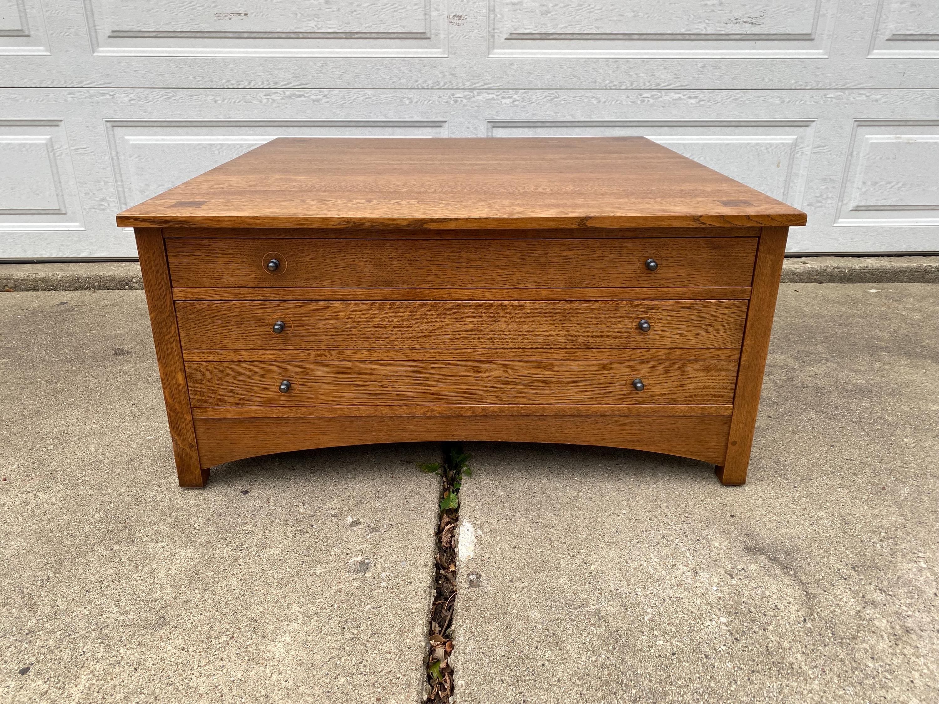 Stickley Harvey Ellis Collection Arts & Crafts Inlaid Solid Oak Coffee ...