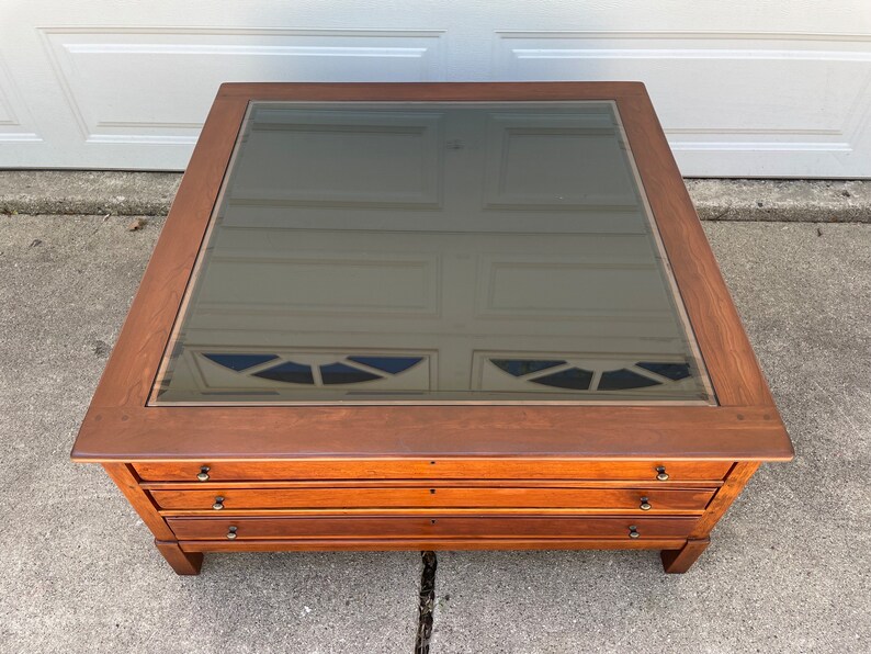 Bob Timberlake Lexington Solid Cherry Square Glass Top Coffee Table - Etsy