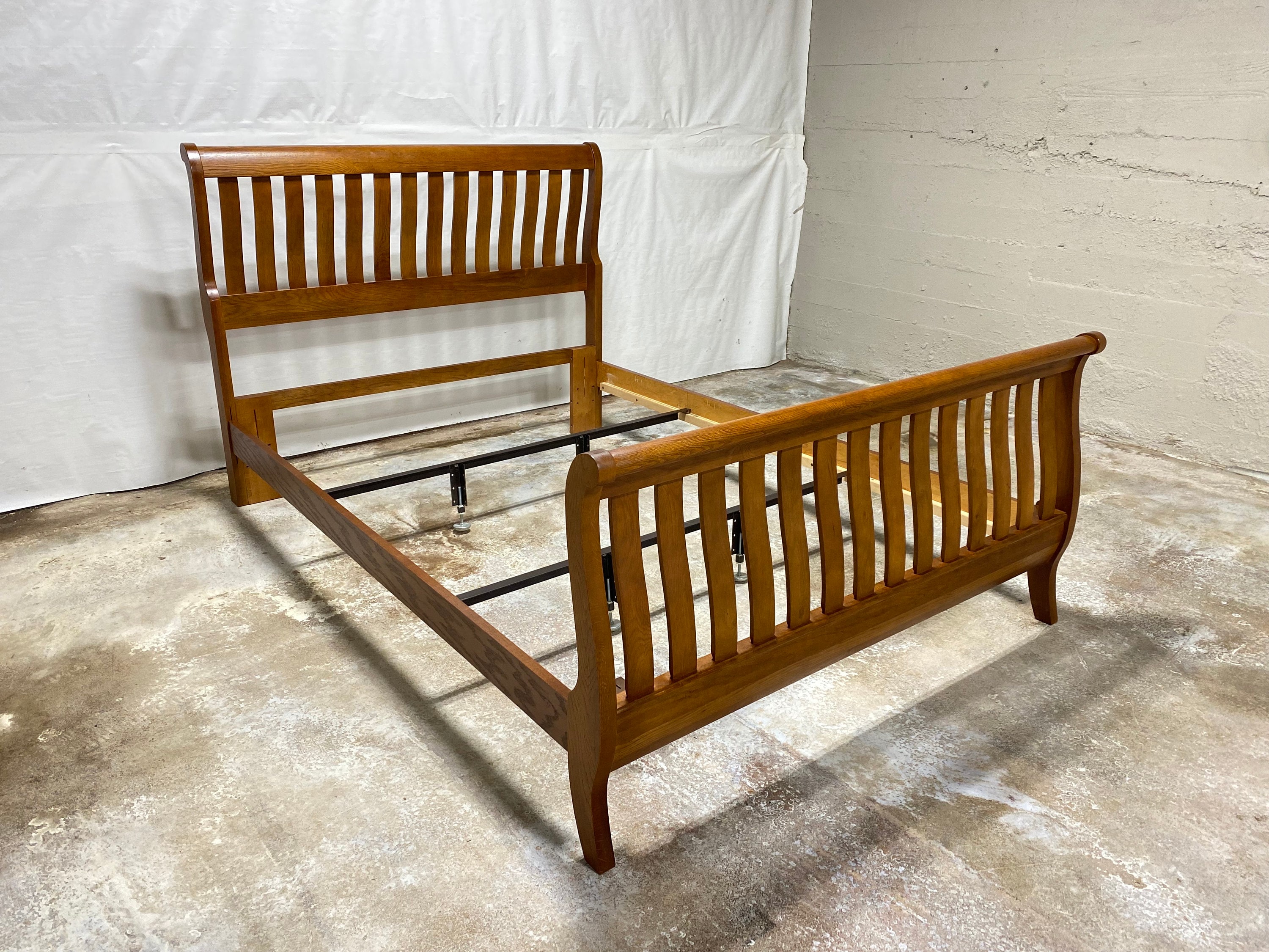 Wooden sleigh bed frame queen store